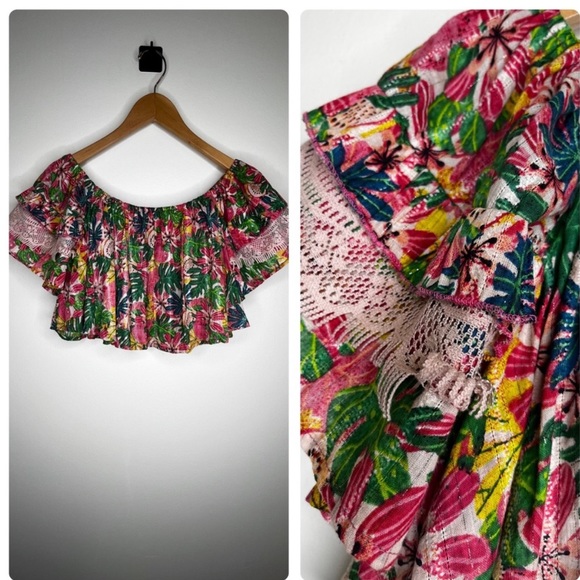 kitsh & pop | Tops | Kitsch Pop Paris Floral Crop Top Small | Poshmark